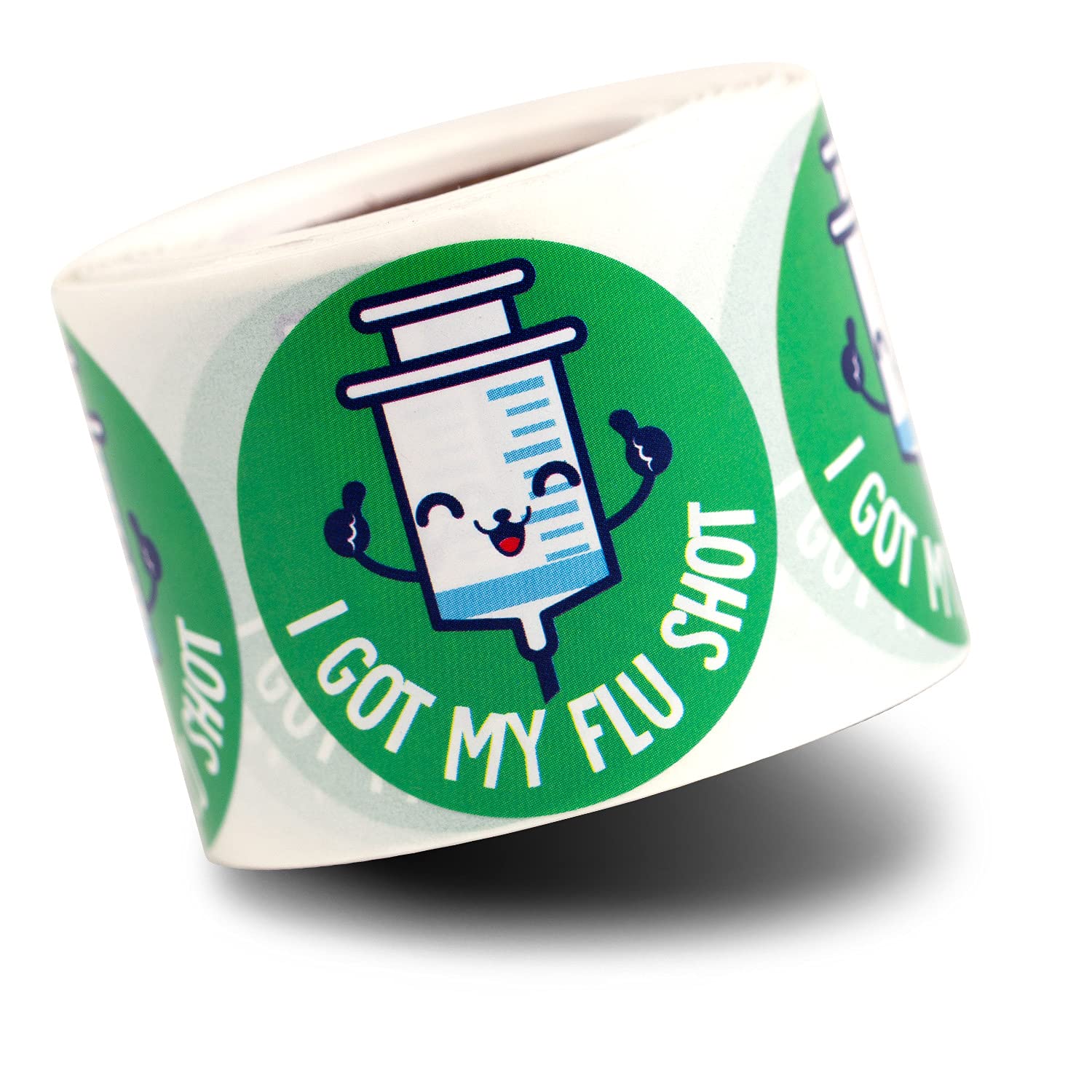 300 I Got My Flu Shot Stickers - 1.5 inch Round Circle Dots I Got Flu Shot Stickers - Vaccine Immunization Season Stickers - Green - 1 Roll of 300 Vaccine Stickers