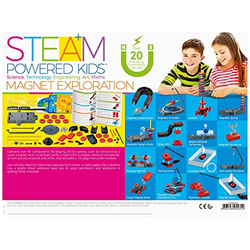4M Magnet Exploration from STEAM Powered Kids, Transform This Super Magnet Set to Perform Fun Experiments and Games, Over 20 Games and Experiments Included, Ages 8+