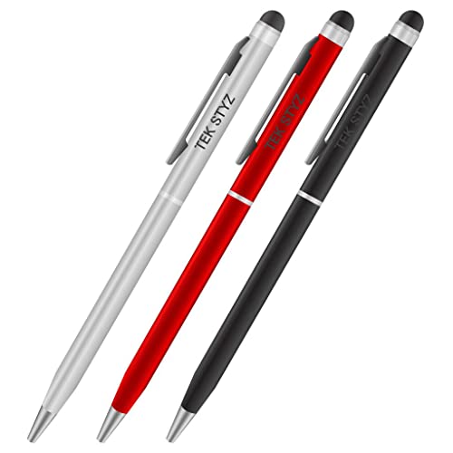 PRO Stylus Pen for Samsung Galaxy S6 Edge+ with Ink, High Accuracy, Extra Sensitive, Compact Form for Touch Screens [3 Pack-Black-Red-Silver]