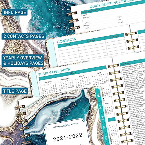 2021-2022 Planner - Academic Planner 2021-2022 from July 2021 - June 2022, 6.4"x 8.5", Flexible Cover Planner with Elastic Closure, Coated Tabs, Inner Pocket
