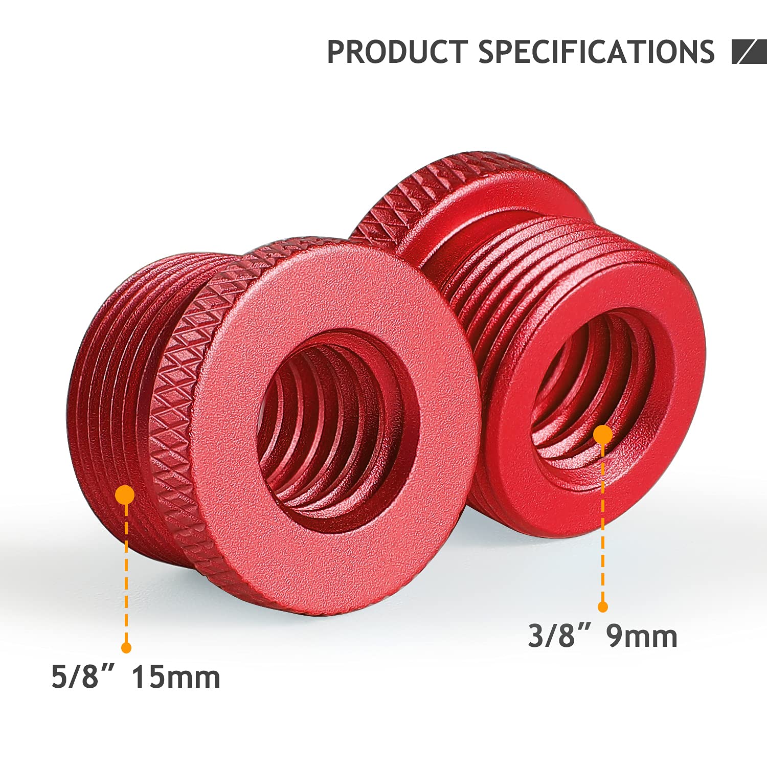 2 Pack Screw Thread Adapter, 5/8" Male to 3/8" Female Mic Screw for Blue Yeti/Blue Snowball/Blue Yeti X Microphone Stand Mount by Frgyee (Red)