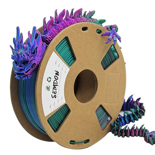 3D Printed Dragon 3D Printer Filament, Tri-Colors PLA Filament 1.75mm, Coextrusion Silk PLA Filament, Rainbow PLA Filament with Silk PLA Red-Blue-Green, 3D Printing Filament +/-0.02mm, 1kg/2.2lbs