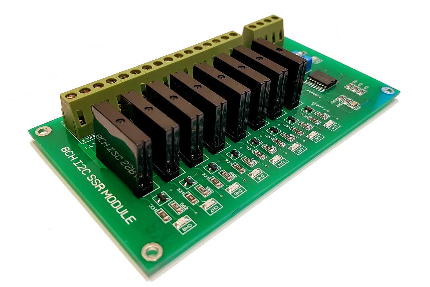 8 Channel I2C Interface Bus Solid State Relay Module for Arduino Raspberry PI and All Mic, AC Voltage Frequency Range 50…60Hz, AC Controlling Voltage Range 100…240VAC Long Life Quite Relay