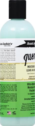 Aunt Jackie's Curls and Coils Quench Moisture Intensive Leave-In Hair Conditioner for Natural Curls, Coils and Waves, Enriched with Shea Butter, 12 oz