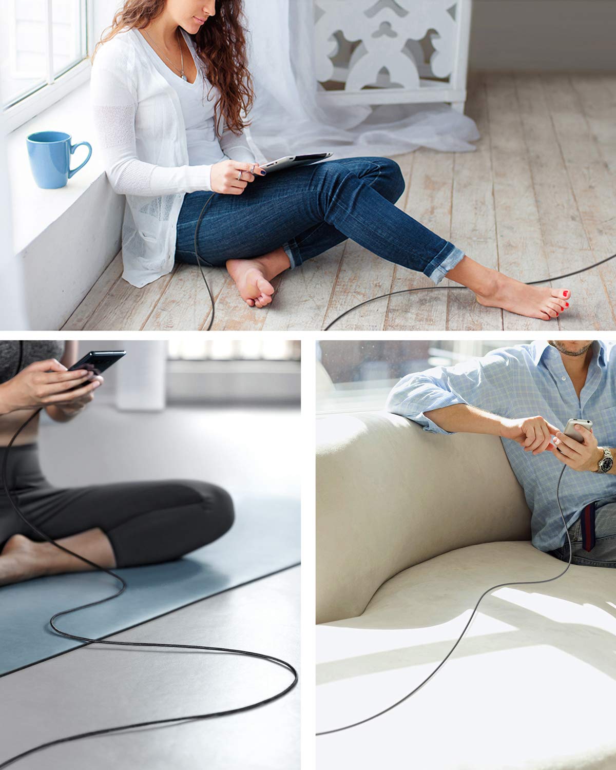 Anker [3-Pack, 6 ft] Premium Nylon USB-C to USB-A Fast Charging Type C Cable, for Samsung Galaxy S10 / S9 / S8 / Note 8, LG V20 / G5 / G6 and More (Black)