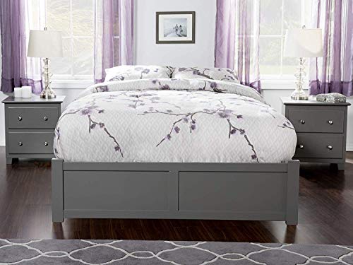 AFI Concord Queen Size Platform Bed with Footboard & Storage Drawers in Grey
