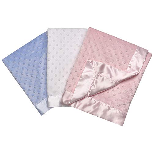 Baby Starters Textured Dot Blanket with Satin Trim, Pink 30" x 40"