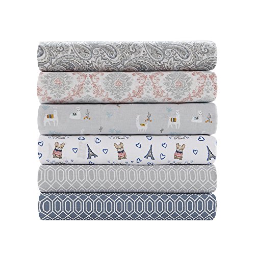 Comfort Spaces 100% Cotton Sheet Set Breathable, Lightweight, Soft with 14" Elastic Pocket Fits up to 16" Mattress, All Season Cozy Bedding, Matching Pillow Case, Queen Paisley Multi 4 Piece