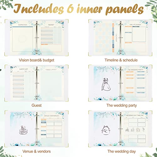 2 Pcs Wedding Planner Book and Organizer for The Bride 1 Pcs Wedding Planning Stemless Wine Glass 1 Pcs Wedding Planning Wedding Planner Engagement Gift for Newly Couples, Future Brides and Grooms