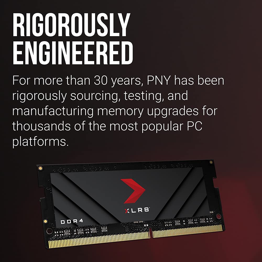 PNY XLR8 Gaming 32GB (2x16GB) DDR4 DRAM 3200MHz (PC4-25600) CL20 1.2V Dual Channel Overclocked Notebook/Laptop (SODIMM) Computer Memory Kit β MN32GK2D43200X
