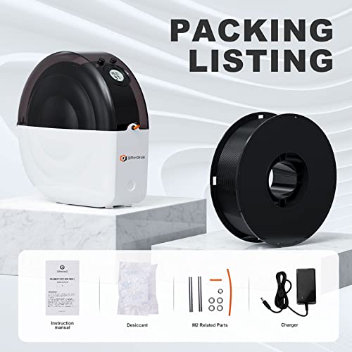 3D Printer Filament Dryer Box - ERYONE Snail M2 Filament Dry Storage 360° Surround Heating Keeping Dry - White Filament Dry Box for 1.75mm/ 2.85mm/ 3mm Wet Filaments