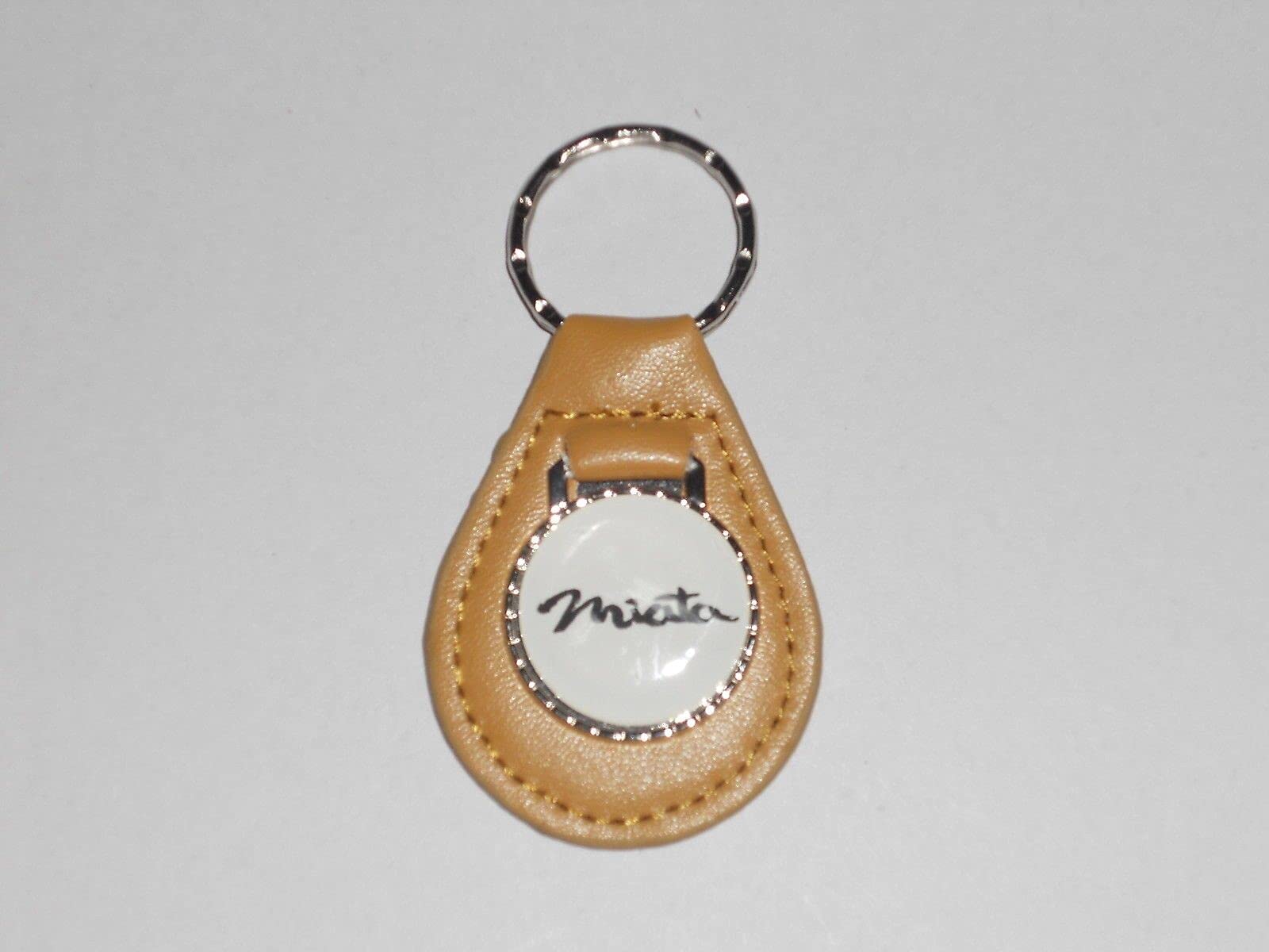 1990's 2000's MIATA VINTAGE LOGO LEATHER KEYCHAIN - CREAM