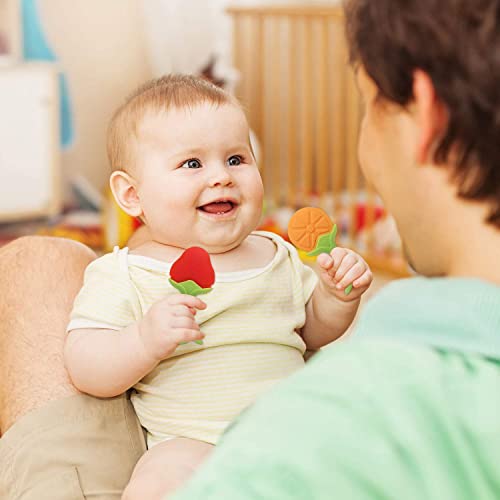 Baby Teething Toys, Silicone Baby Teether Soothe Babies Gums, Banana Toothbrushes, Fruit Shape Giraffe Teething Toys with Storage Case/Bpa-Free Teether Set for Toddler