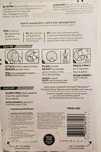 Command 17850Q-10ES Adjustables Repositionable Hook, Quartz
