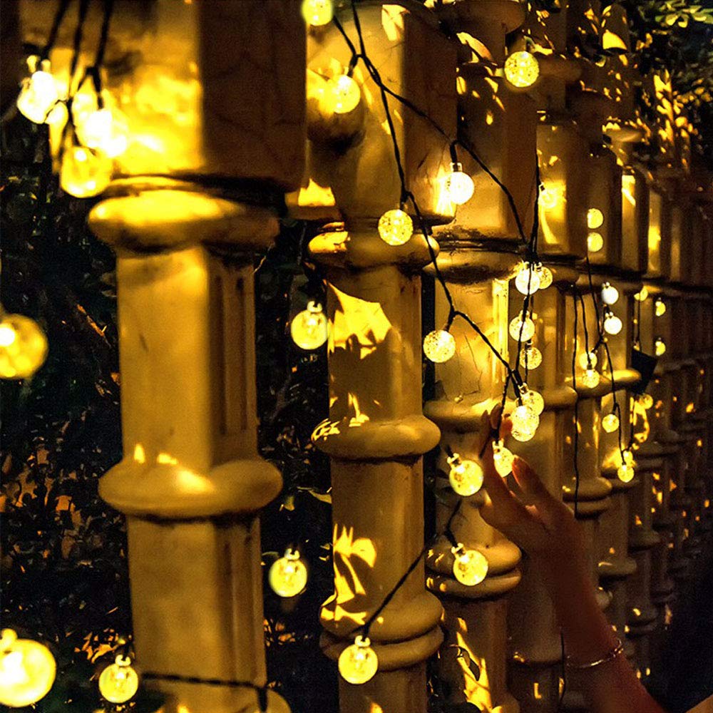 AMYSTEE Update Solar String Lights Outdoor 70 Led 41 FT Crystal Globe Lights with 8 Lighting Modes, Waterproof Solar Powered Patio Lights for Garden Yard Porch Wedding Party Christmas Decor