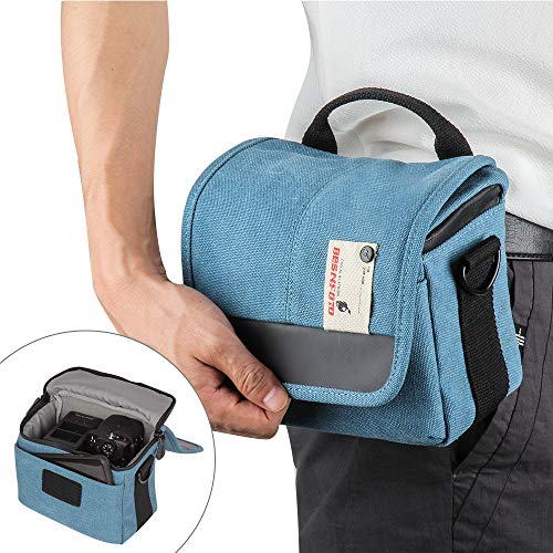 Besnfoto Camera Bag Small for Women Men, Mirrorless Camera bag Cute Compact Waterproof Canvas Messenger Bag for DSLR SLR Camera Case