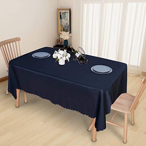 LUSHVIDA Rectangle Table Cloth β Washable Water Resistance Microfiber Tablecloth Decorative Table Cover for Banquet Party Kitchen Dining Room, Navy 60 x 84 Inch