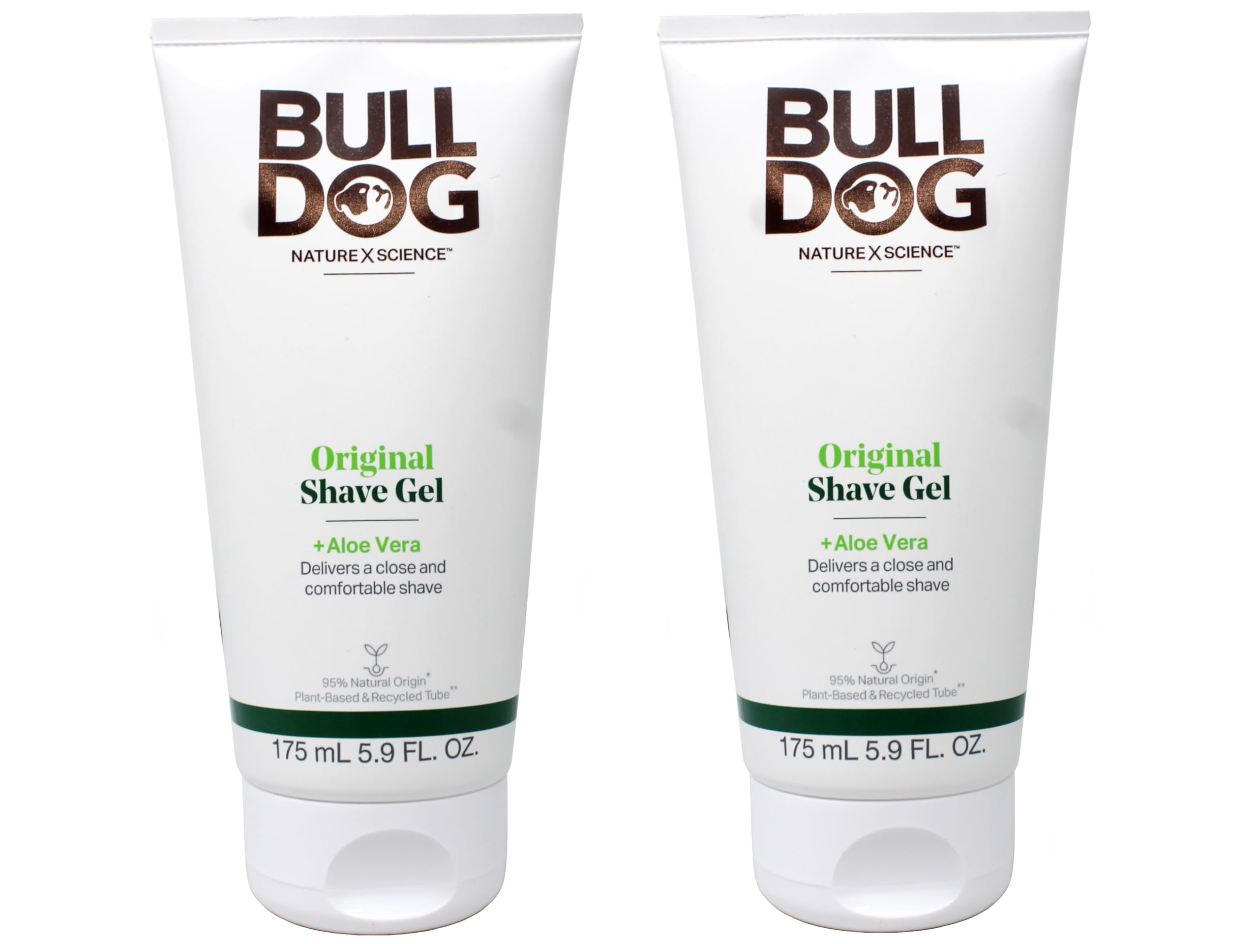 Bulldog Original Shave Gel for Men, Aloe Vera Enriched, Delivers a Close & Comfortable Shave, 95% Natural Origin, 5.9 fl oz (Pack of 2)