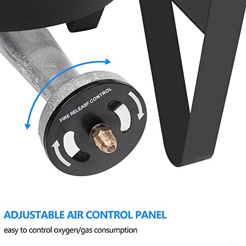 200, 000 BTU Square Heavy- Duty Single Burner Outdoor Stove Propane Gas Cooker Portable Cast Iron Patio Cooking Burner with Adjustable 0-20Psi Regulator for Home Brewing, Turkey Fry