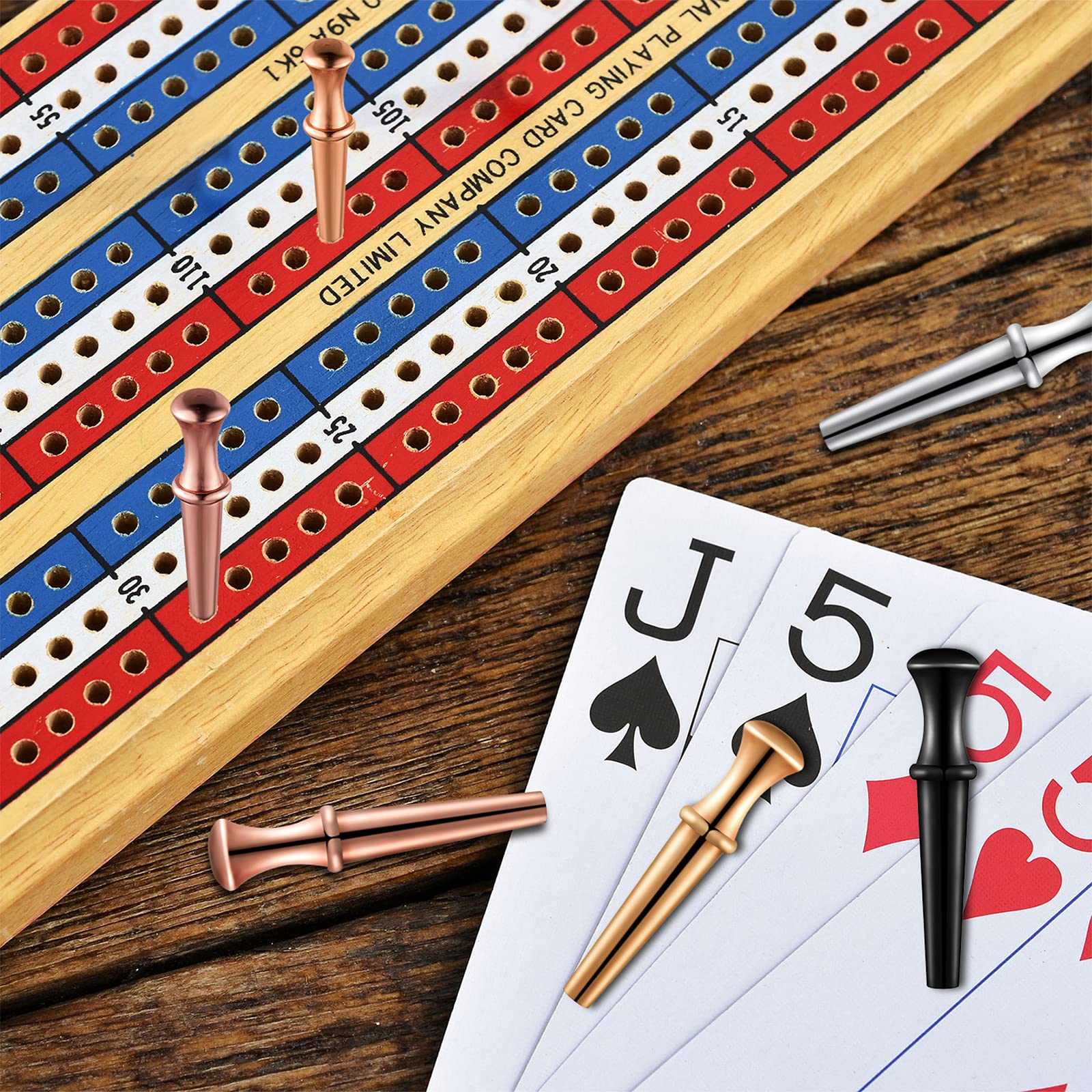 96 Pieces Cribbage Board Pegs Metal Cribbage Pegs Fit 1/8 Holes with Drawstring Storage Pouch Cribbage Accessories for Traditional Peg Board Game