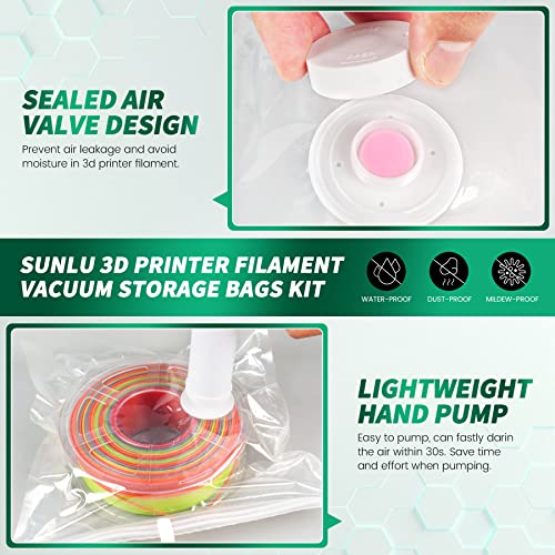 3D Printer Filament Vacuum Storage Kits and 3D Printer Silk Filament 1KG Silver, Remove Moisture from Damp Filaments, Spool Storage Sealing Bags Kits, 32 * 34CM(12.59 * 13.38inch)