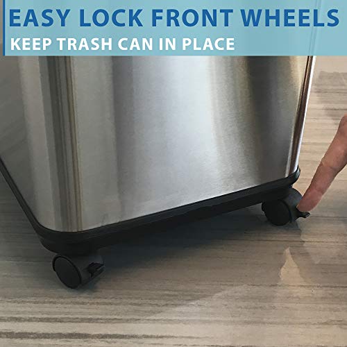 iTouchless Glide 13 Gallon Pet-Proof Sensor Trash Can with Wheels and Odor Control System, Stainless Steel