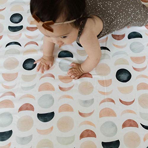 Toki Mats | Waterproof Cover Included Organic Mega Play Mat 55 Inches x 55 Inches | Lunar Phases |Padded Play Mat with Included Cotton Removable Washable Cover