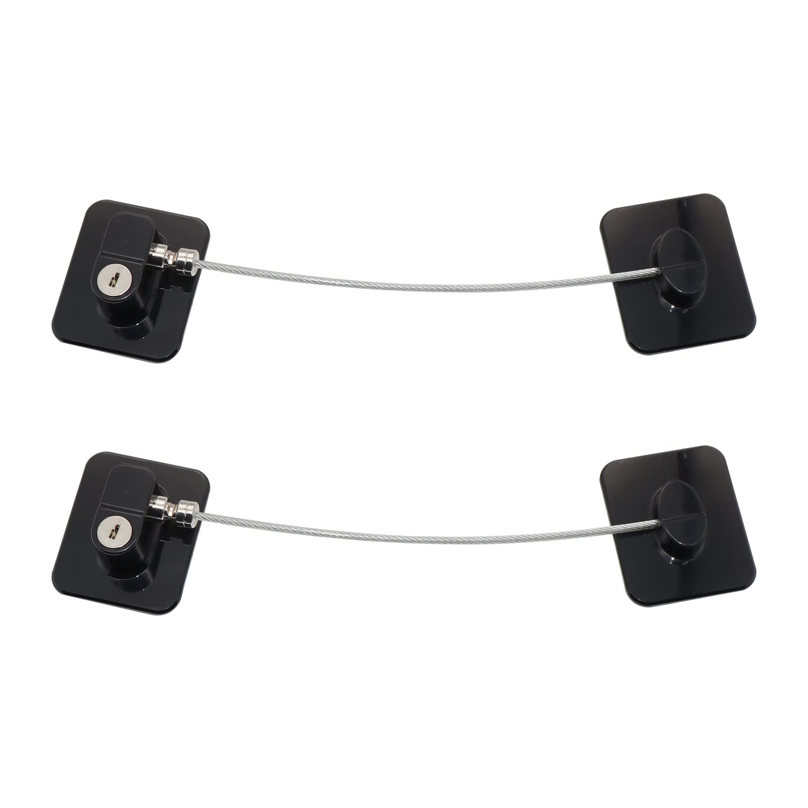 2 Pieces Refrigerator Lock with Strong Adhesive Refrigerator Cabinet Locks with Key for Babies Child Safety for Kitchen Drawers and Windows, Doors and More