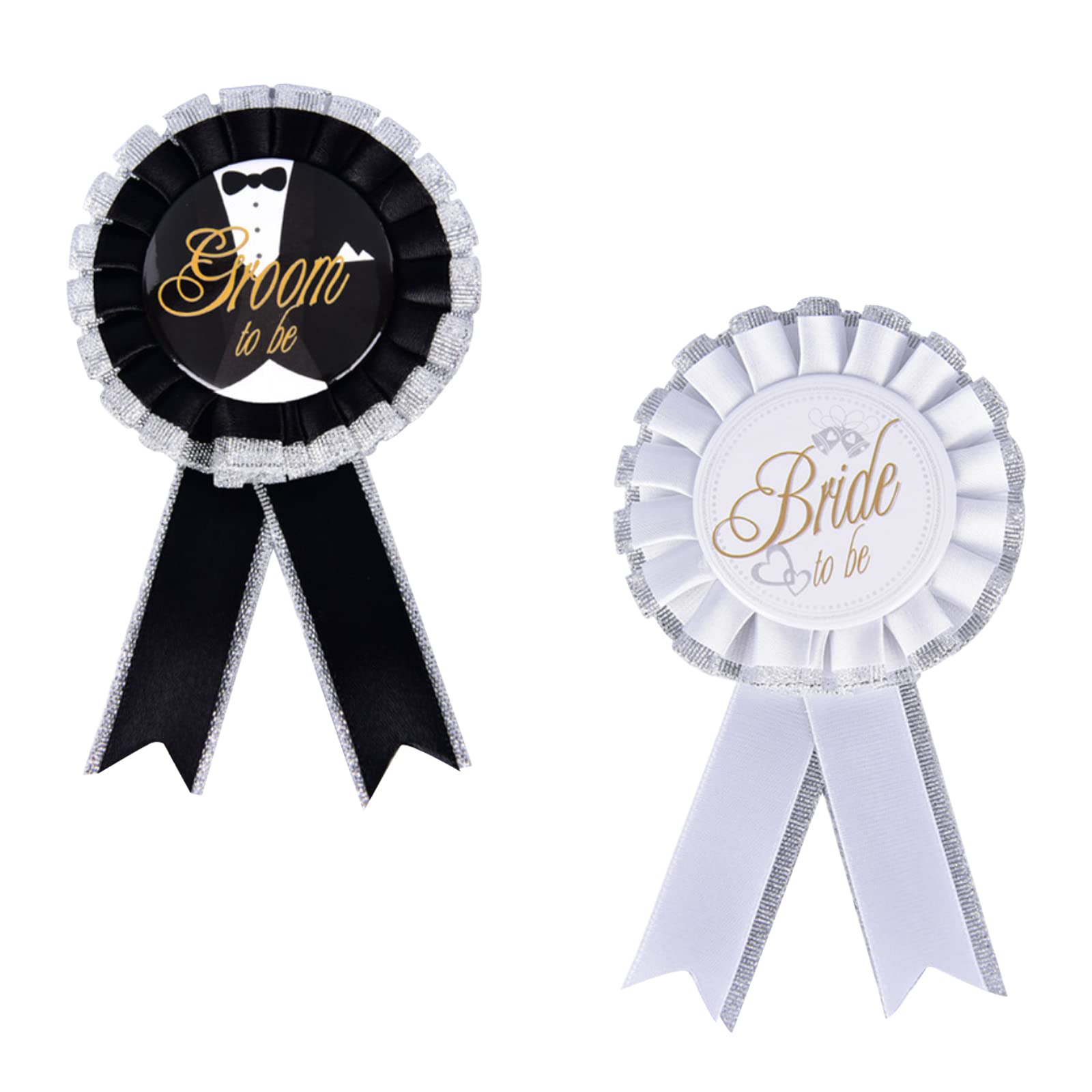 2 Pieces Tinplate Badge Bride to Be and Groom to Be Pins Wedding Buttons for Valentine's Day Prom Party Props Bachelorette Party Engagement Celebration Wedding Decorations