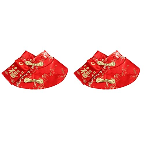 2pcs Year Small Costume Joyous Up Clothes Envelope L Dog Funny New Dogs Decorative Red Cosplay Size Cat Delicate Cape Comfortable Cloak Style Pet Dress Dynasty Pets Chinese