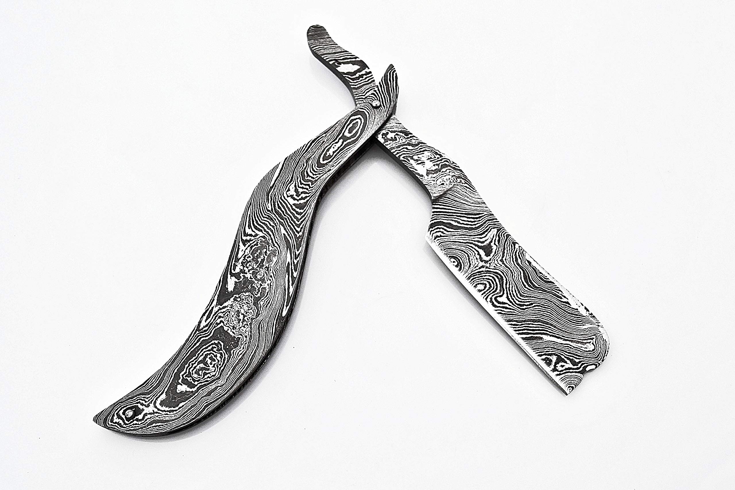 Hand Made Damascus Steel Straight Razor Folding Razor With Shaving Ready Classic Barber Blade Edge, Men Straight Razor, Leather Case + Strop, Close Shave, Great Gift R-85