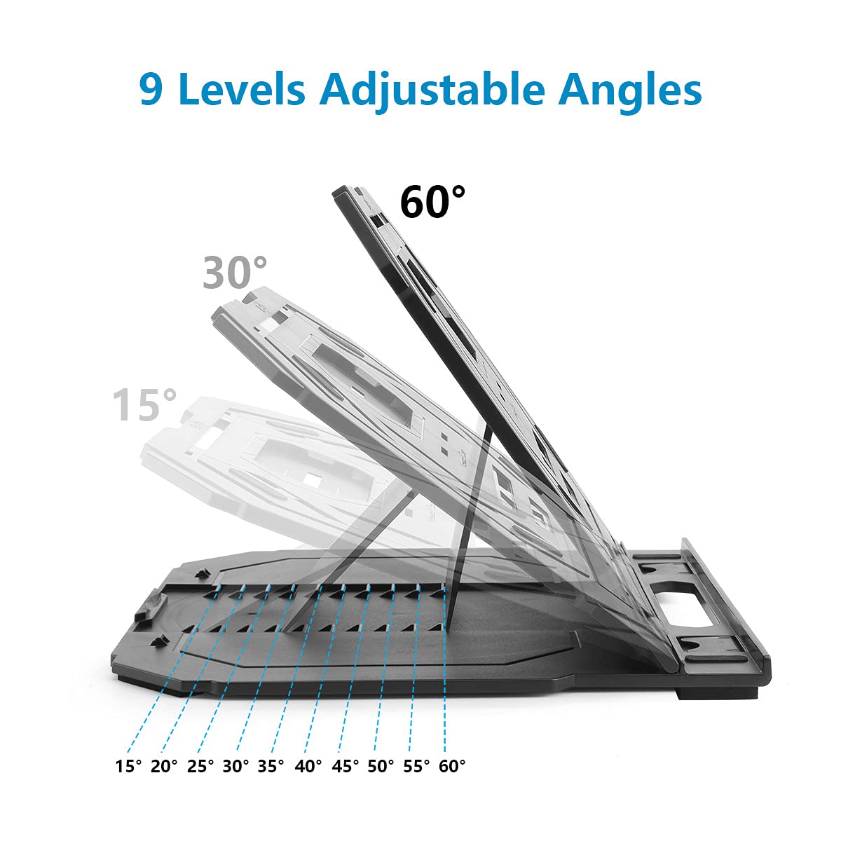 Drawing Tablet Stand, Laptop Stand, Foldable Stand for Pen Tablet Display, 9 Levels Adjustable Angles with a Built-in Phone Holder, for 12-17 inch Drawing Tablet, MacBook, Laptop, iPad, Book, Phone