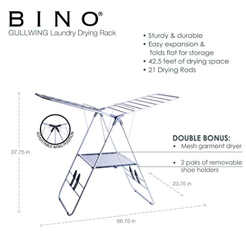 BINO Gullwing Collapsing Foldable Laundry Drying Rack, White