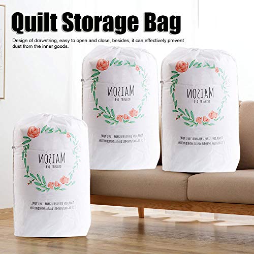 Yosoo Quilt Storage Bag, Cylindrical Large Capacity Clothes Pillow Blanket Storage Bags Reusable Drawstring Packing Bag for Comforters Blankets Bedding (15.7x15.7x31.5in)(3#Flower)