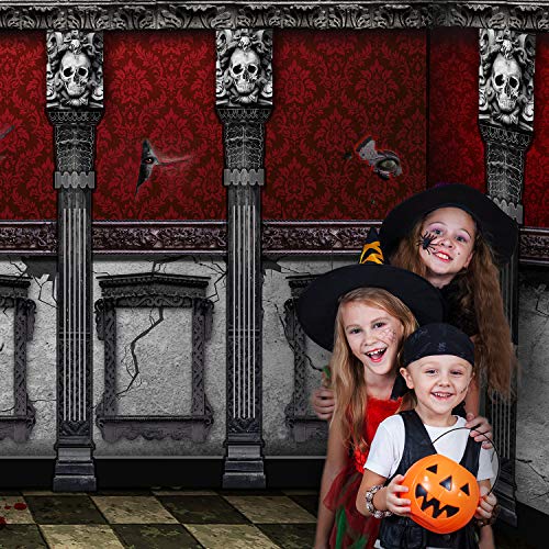 Sumind Halloween Gothic Backdrop Decoration Halloween Photography Background Gothic Mansion Room Scene Setters Banner Halloween Haunted House Party Decoration 72.8 x 43.3 Inch