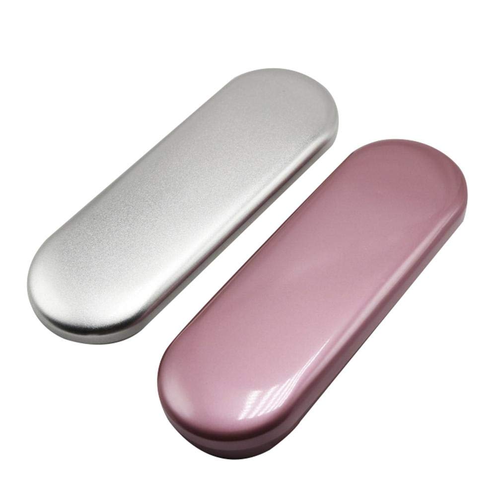 2 Pcs Eyelash Extension Tweezers Storage Case Professional Travel Small Box Portable Tin Holder Container for Tweezer, Pink and Silver (Tweezer Cases-Pink+Silver)