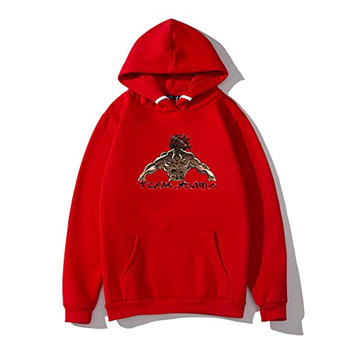 2021 New Anime Baki Hanma Hoodies Casual Hooded Sweatshirt Unisex Clothing (red,Medium)