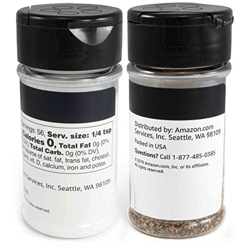 Amazon Brand - Happy Belly Salt and Pepper (4 Ounces Salt and 1.25 Ounces Pepper), 2 Piece Set, Black