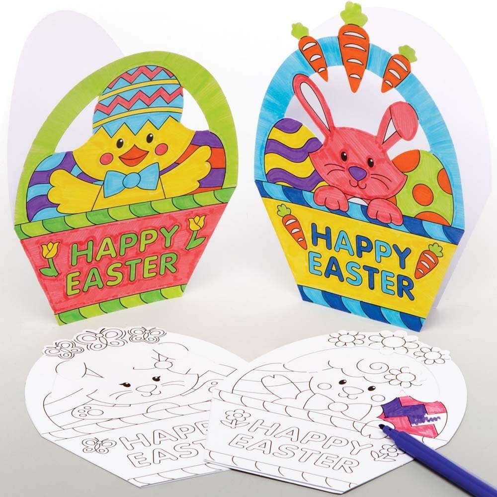 Baker Ross Easter Wreath Art Decorations - Pack of 10, Kids Fuzzy Art Ornaments for Easter Crafting, Coloring and to Display (AX819)