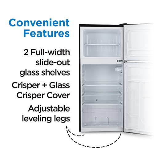 Commercial Cool CCRRD45HB 4.5 Cu. Ft True Freezer, Vintage Style, Retro Fridge with 2 Slide-Out Glass Shelves,Black Refrigerator