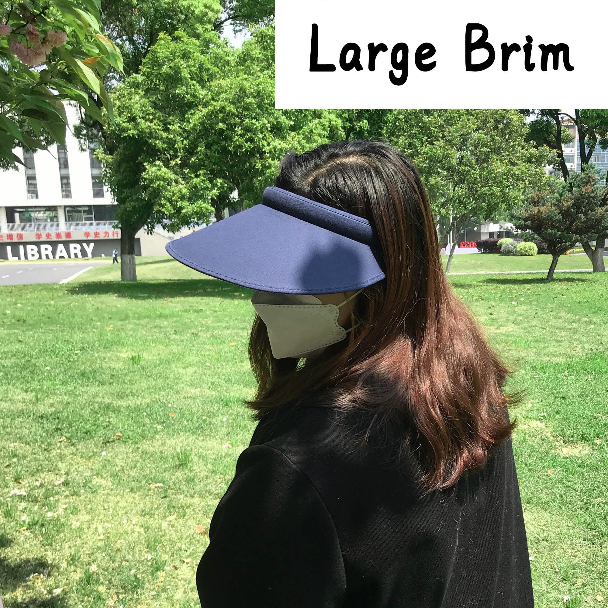 2 Pack Visor Women Men Large Brim Hats Adjustable Uv Protection Outdoor Sports Visors Clip On Cap Golf Bicycle Blue (Navy)