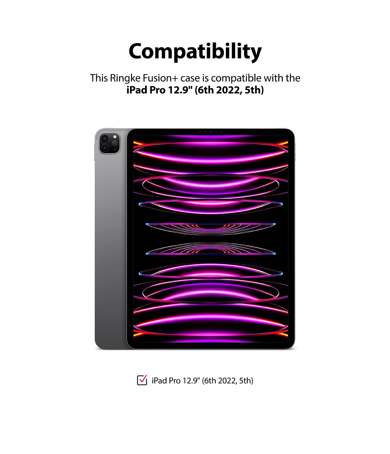 Ringke Fusion Plus [Case + Pencil Holder] Compatible with iPad Pro 12.9 Case (6th Generation 2022, 5th Generation 2021) Transparent Hard Back Shockproof Double Air Pocket Bumper - Clear