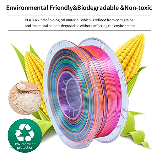 3D Silk PLA Filament, Rainbow PLA,3D Printer Filament 1.75mm, 3D Printing Filament +/-0.02mm, 1kg/2.2lbs Fit Most FDM 3D Printers (Silk Rainbow 663_ Pinkycolor)