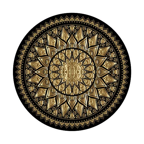 Festive Sun Mandala with Golden and Black Pattern PopSockets PopGrip: Swappable Grip for Phones & Tablets