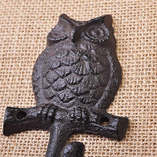 Lemonadeus Metal Wall Mount Hook Leash Holder Coat Hat Hanger Cast Iron Garden Hook with Screws (owl Hook (Set of 3))