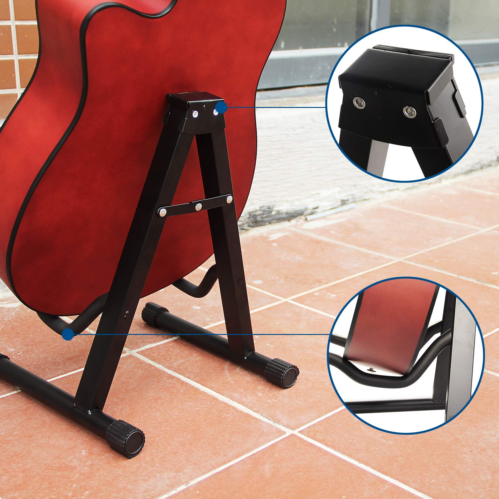 2 Pcs Guitar Stand Folding Universal A-Frame Stand for All Guitars Acoustic Classic Electric Bass Travel Guitar Stand, Black