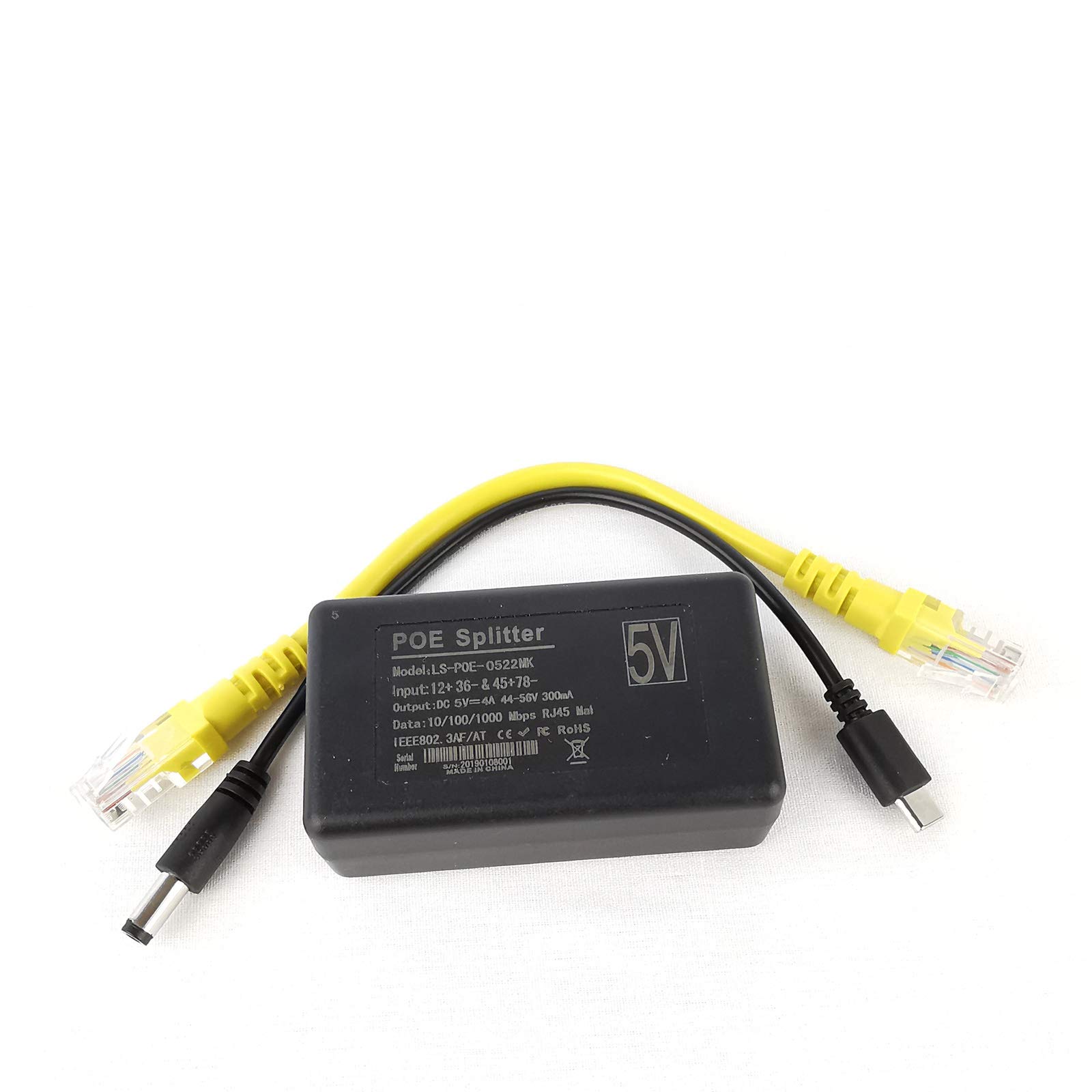 DSLRKIT 5.1V 4A Gigabit USB Type C Active PoE Splitter for for Raspberry Pi 5 RPi5 4B
