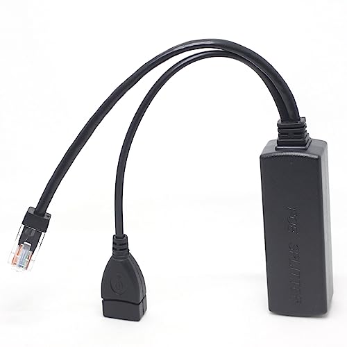 DSLRKIT Gigabit Ethernet Active PoE Splitter 48V to 5V 2.4A with USB Female Type A Port