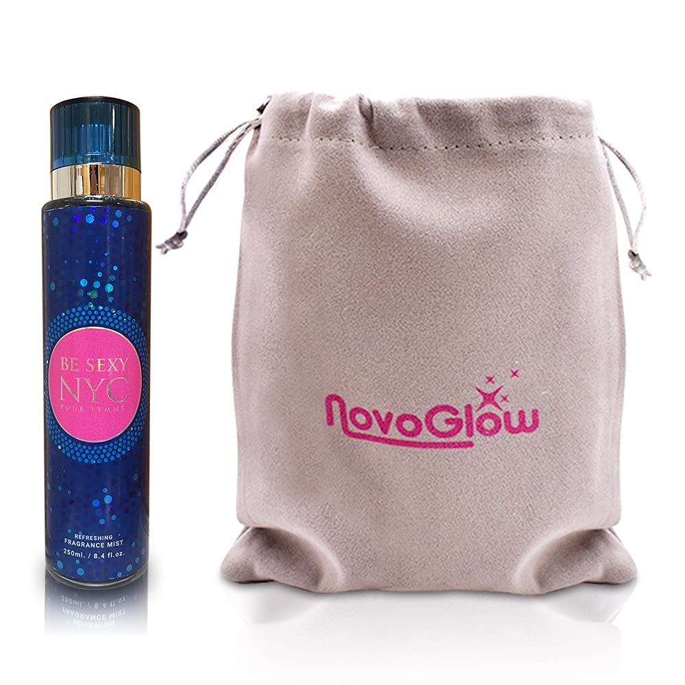 NovoGlow Be Sexy NYC Fragrance Mist For Women-Body Mist Set with Deluxe Suede Pouch, 8.4 oz, Ideal Beauty Gift for Birthday, AnniversaryâŚ
