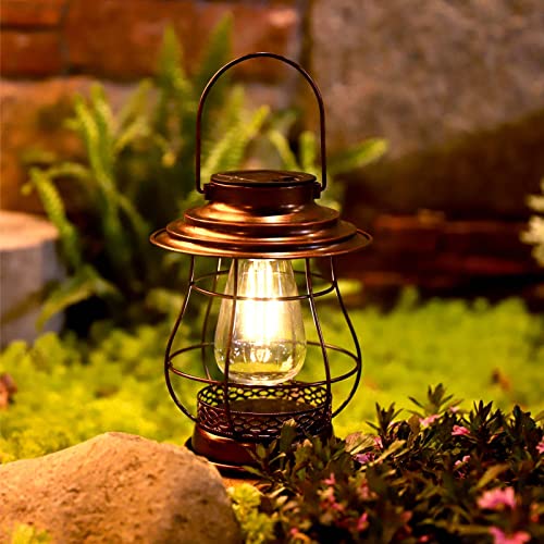 2PACK Solar Outdoor Lights Hanging Garden Decor Solar Lanterns Outdoor Waterproof LED Lights Retro Design for Passage Courtyard,Lawn, Patio Decoration